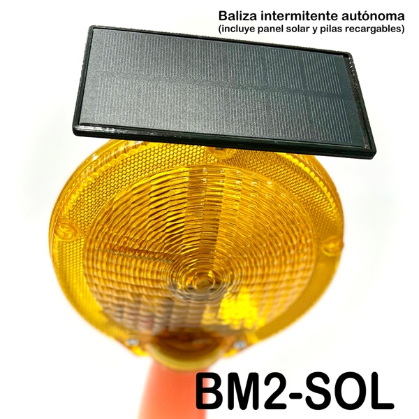 Baliza LED SOLAR color ambar doble faz con sensor solar (2 pilas ...